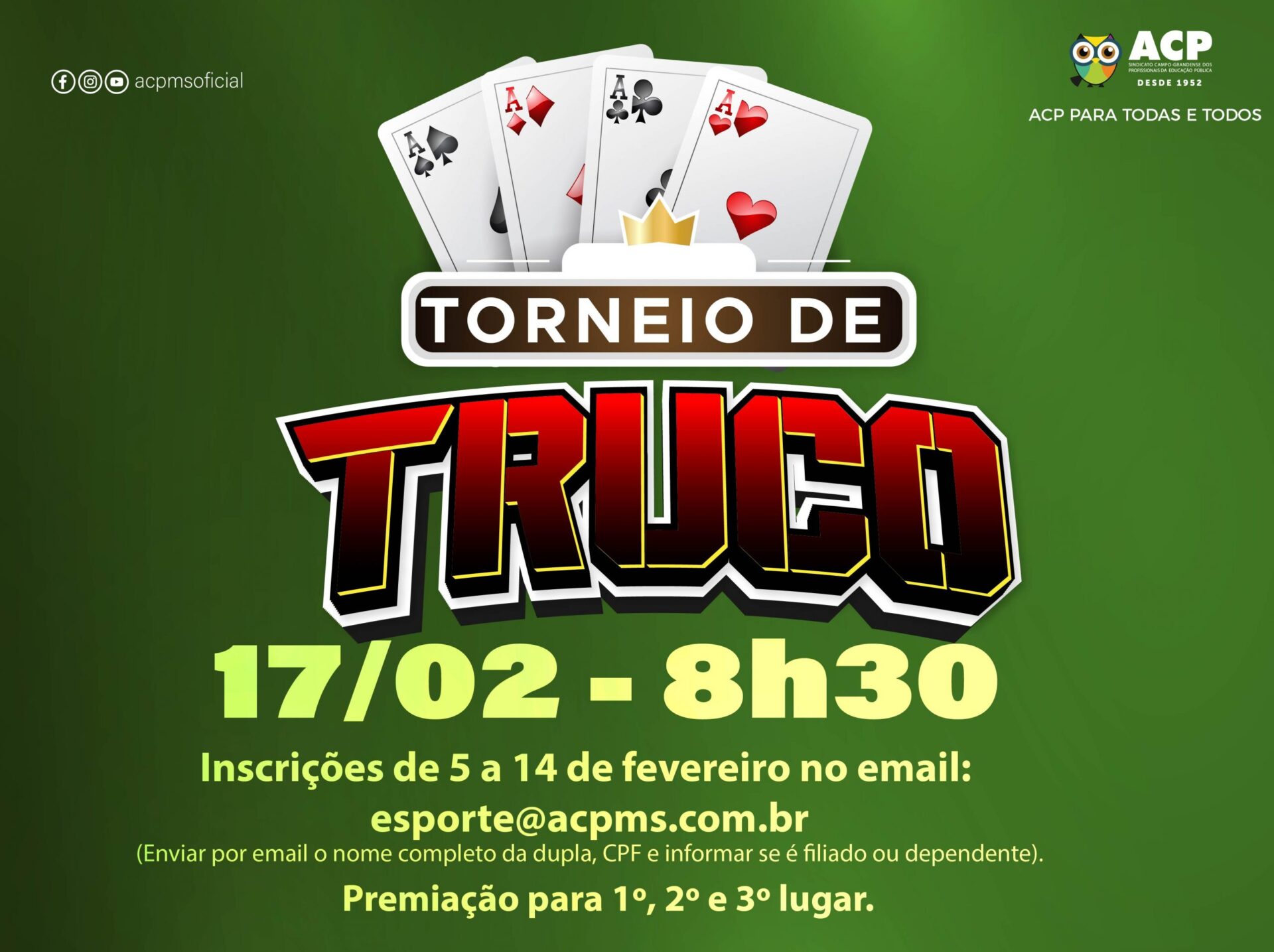 Forme sua dupla e participe do Torneio de Truco 2024 da ACP – ACPMS Campo Grande